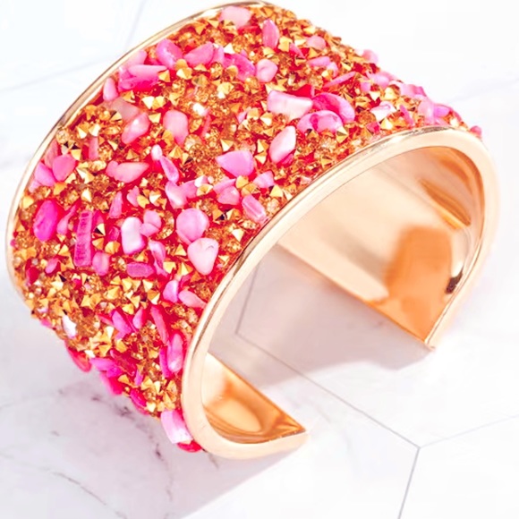 Jewelry | Pretty Pink Cuff With Pink Stones And Sparkle | Poshmark